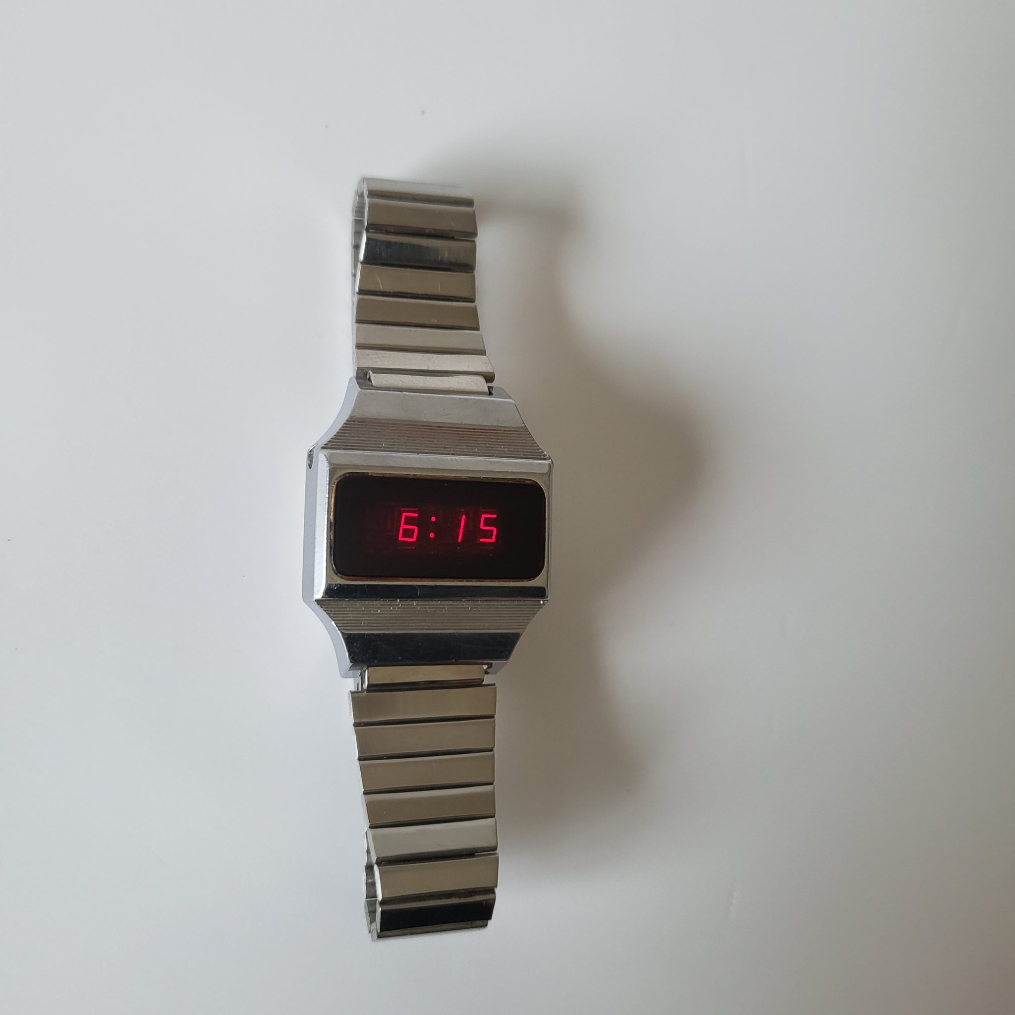 Vintage Rare 1970s TIMEX SSQ F-Cell Red LED Retro Chrome Digital Watch ...
